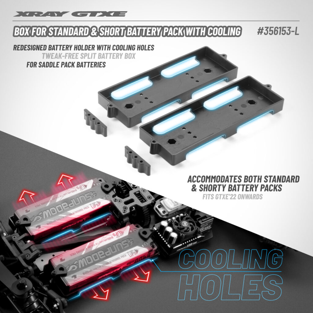 XRAY GTXE Box for Standard & Short Battery Pack with Cooling (2) 356153-L