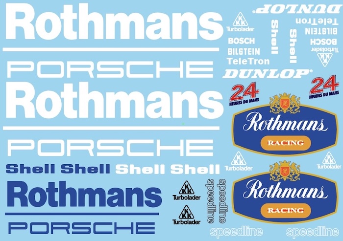 Rothmans Porsche 956 Decal Sheet 1/10 BRPD1371