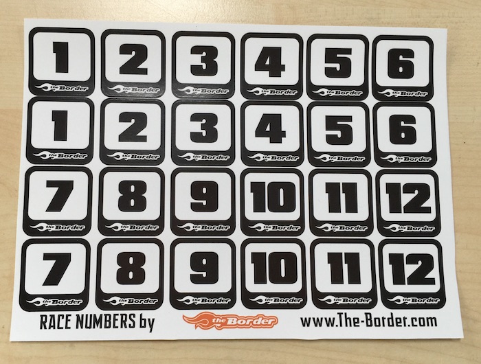 The Border Race Numbers Decal Sheet 1-12 BRPD1500