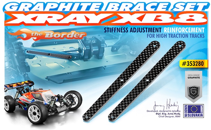 XRAY XB8 Graphite Braces for Rear Composite Brace - Set 353280